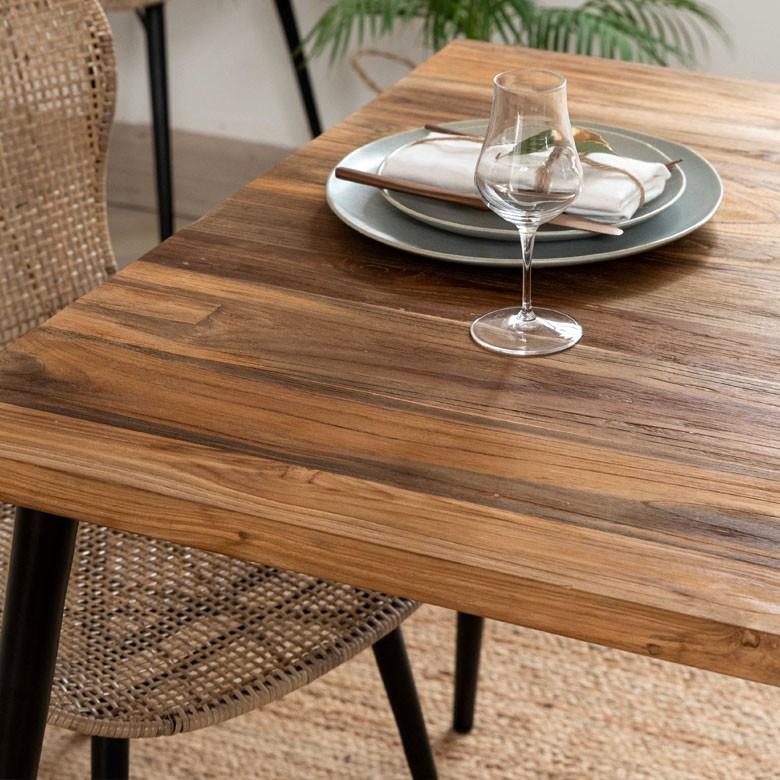 ダイニングテーブル リビングテーブル 2人掛け アイアン脚 テーブル チーク 無垢材 カフェ風 ヴィンテージ風 リサイクル 古材 リゾート 北欧 おしゃれ 13927 : ELEMENTS ...