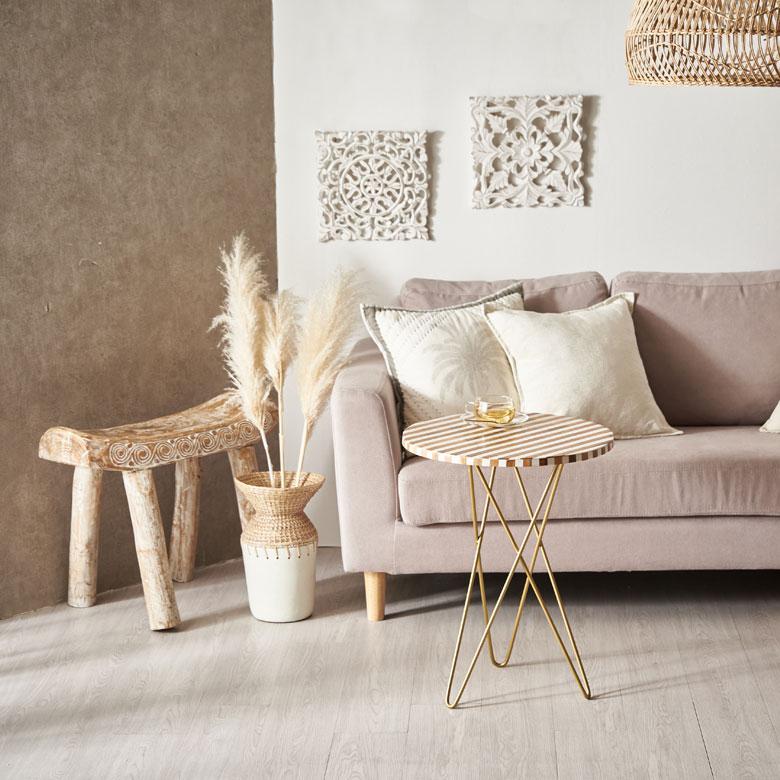 サイドテーブル 円形 ラウンド マットゴールドクロス脚 ボーダー ソファー プランター フラワースタンド 室内 屋内 おしゃれ 北欧 モダン ...