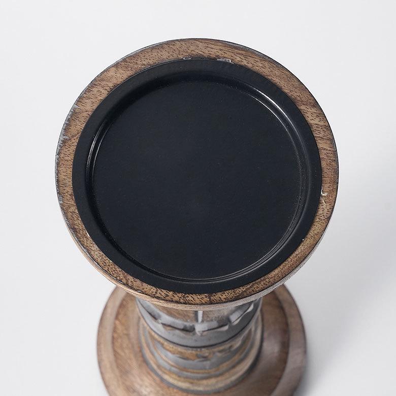 キャンドルホルダー グレイウォッシュ 木製 ラウンド型 Mサイズ ロウソク 立て デコレーション インテリア おしゃれ アンティーク風 西海岸 ...
