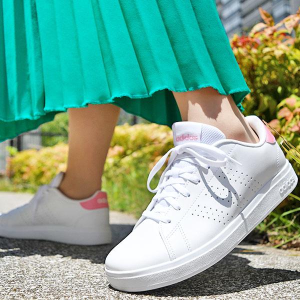 adidas 【動画あり】アディダス レディース スニーカー ADVANCOURT BASE 2.0 J アドバンコート シューズ 靴 ...