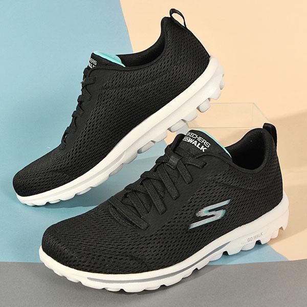 高反発 スケッチャーズ スリッポン スニーカー SKECHERS レディース ゴーウォーク トラベル - ファン ジャーニー 靴 ブラック 黒 ...