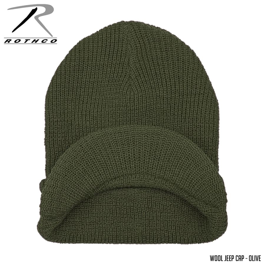 送料260円 ROTHCO ウール100% ジープキャップ オリーブ つば付き ツバ付き ビーニー ニット帽 ニット キャップ 帽子 無地 防寒 保温 ロスコ :auc-ro-wooljeep ...