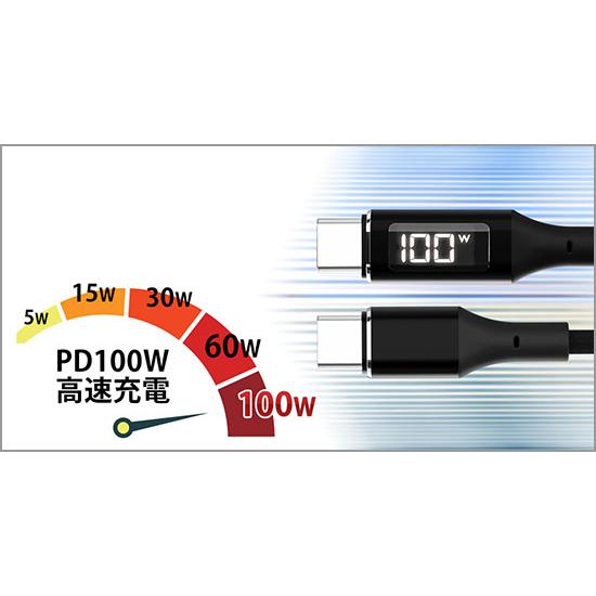 AREA (エアリア) Digiyal GANTLET 100cm PD3.0対応電力表示TypeCケーブル ブラック SD-PDC10-D ...