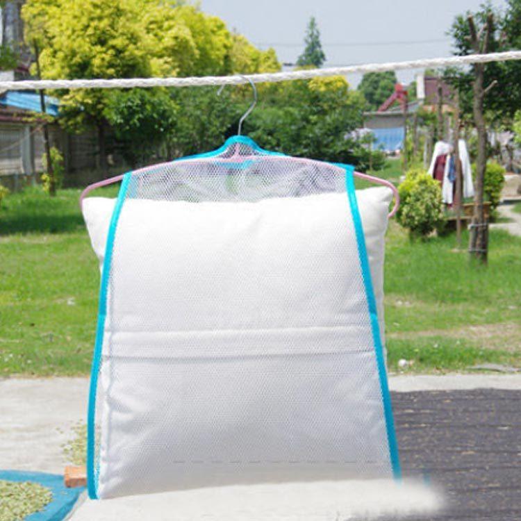 枕干しネット 2枚セット 物干しネット 取り付けタイプ メッシュ まくら クッション ぬいぐるみ 座布団 靴 洗濯 乾燥 ハンガー 吊り下げ式 ...