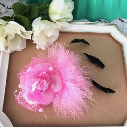 ヘアコサージュ 髪飾り 羽フェザー ピンク ヘッドドレス ヘア ヘアコサージュ 髪飾り 羽フェザー ピンク ヘッドドレス ヘア