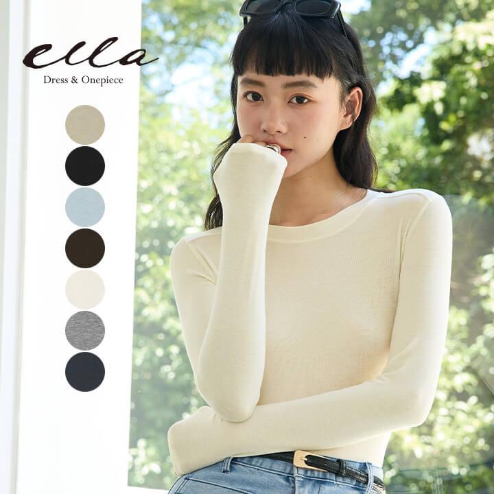 カットソー レディース クルーネックトップス 肌に優しい もっちり 絶妙 フィット感 伸びる ストレッチ性 インナー あったか 長袖 長そで 無地 rt9936 : ella-fashion ...