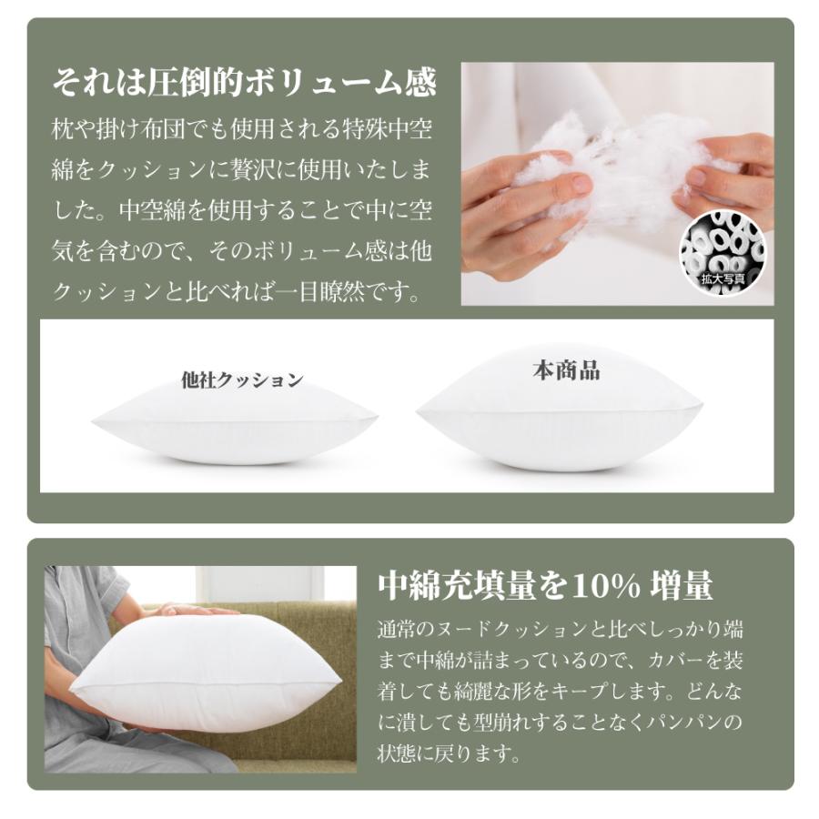 HOME COCCI クッション 2個セット ヌードクッション 45cm×45cm ホワイト 中身 正方形 クッションカバー用 洗える ...