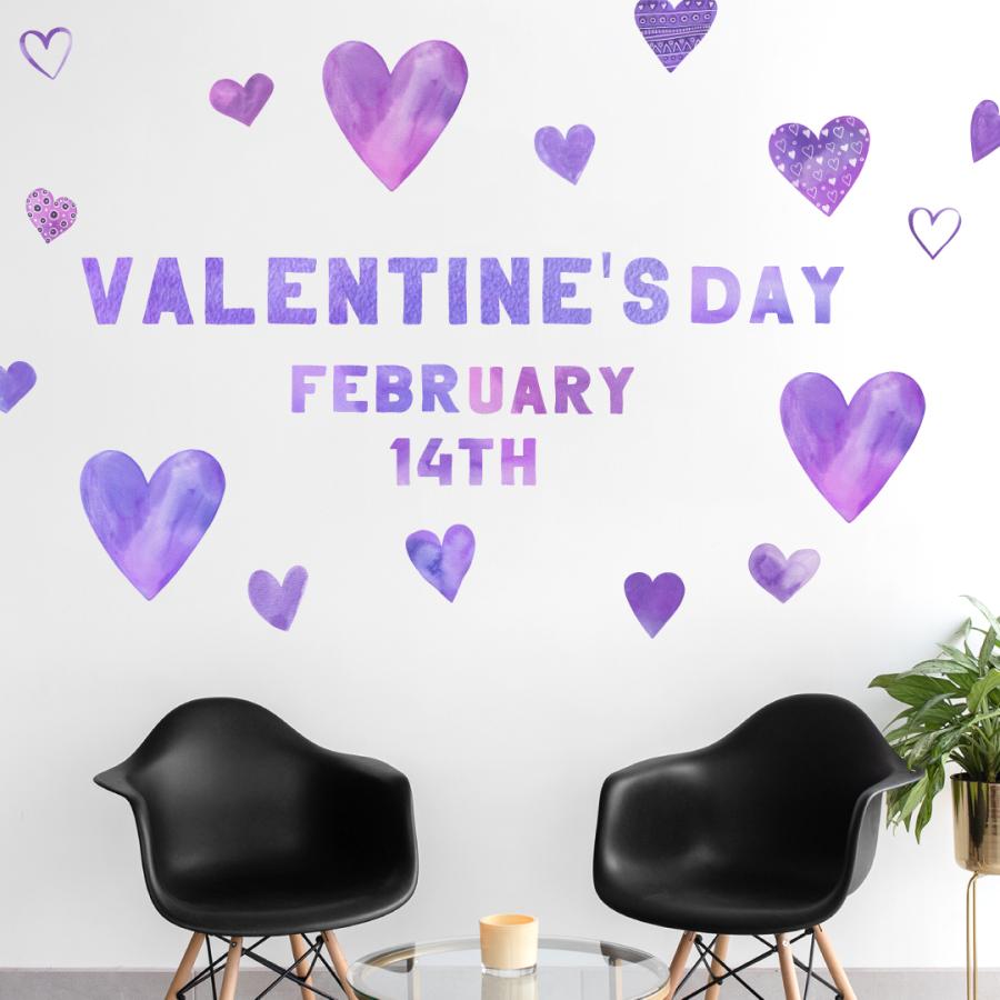 バレンタイン☆ シール式ウォールステッカー バレンタイン ウォールステッカー 飾り 600×1350mm 紫 ハート 031403 : wsln-031403-ws : e-mart - 通販 ...