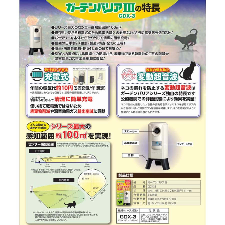 ユタカメイク ガーデンバリアIII GDX-3 猫よけ 超音波式 : E-MASTERヤフー店 - 通販 - Yahoo!ショッピング