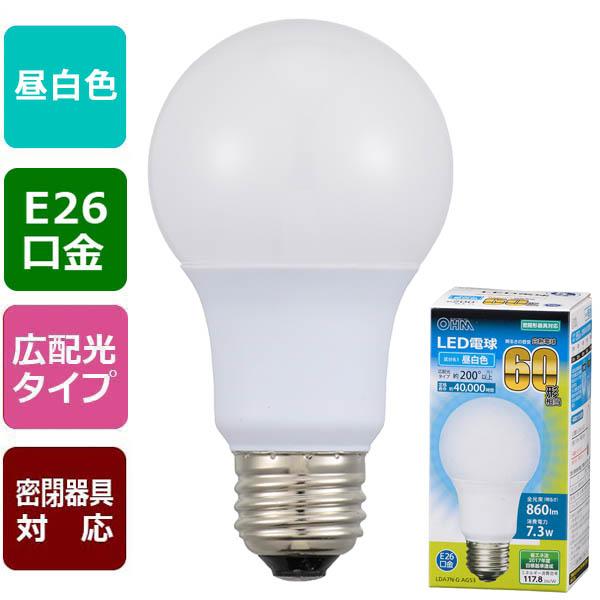 OHM オーム電機 LDA7N-G AG53 LED電球 E26 60形相当 昼白色【品番:06-3084】 : E-MASTERヤフー店 - 通販 - Yahoo!ショッピング