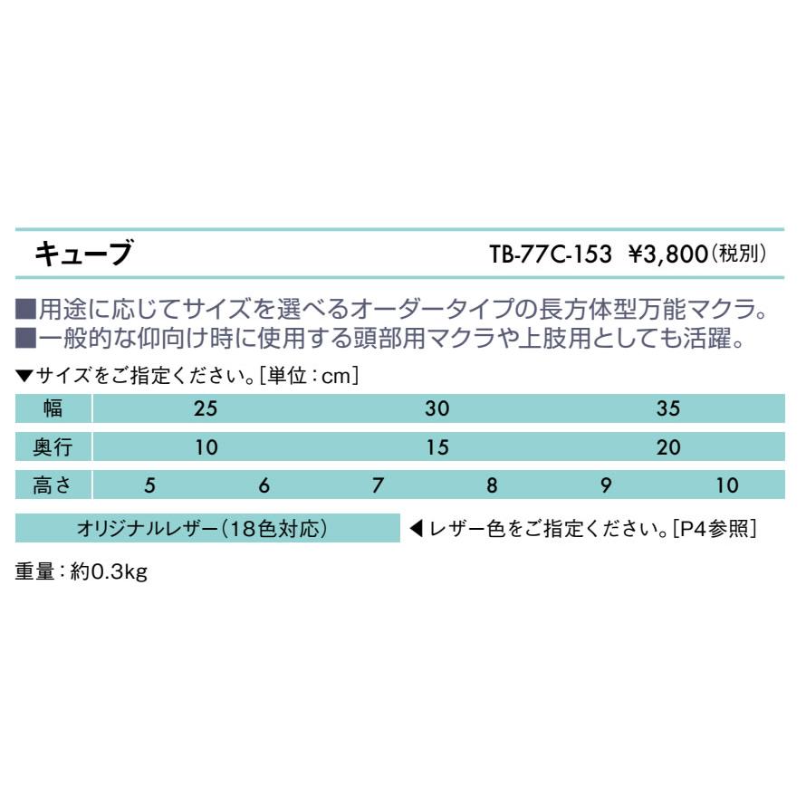 高田ベッド製作所 高田ベッド キューブ TB-77c-153 サイズを指定して製作するオーダーメイド額マクラ 施術まくら 補助クッション 治療用枕 : エンバシー 高田ベッド正規特約店 ...