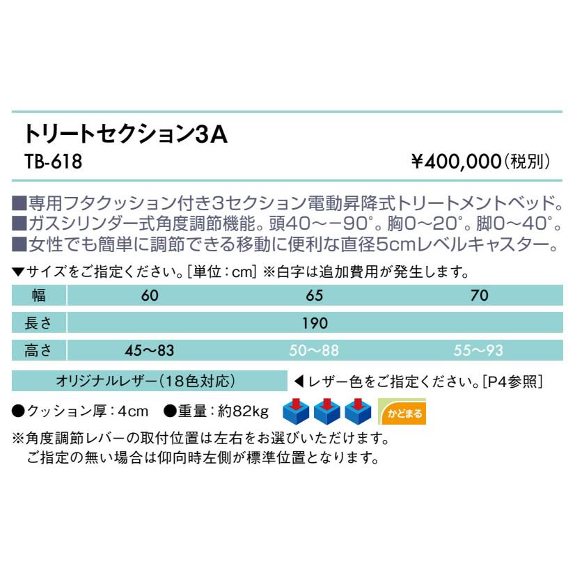 高田ベッド トリートセクション3A TB-618 3セクションシートを採用した電動昇降運動療法ベッド マッサージ台 業務用ベッド : エンバシー 高田ベッド正規特約店 - 通販 - Yahoo ...