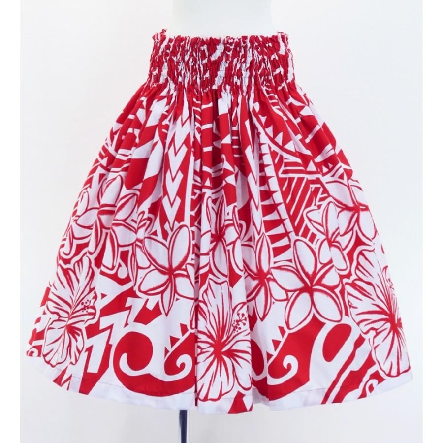 フラダンス パウスカート シングル73cm丈 ホワイト×レッド 2997 : emika - 通販 - Yahoo!ショッピング