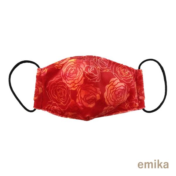 フラメンコマスク 水彩風ローズ柄 レッド 赤 1枚 S/M/Lサイズ 抗菌・防臭 選べる生地 flamencomask-12rd ...