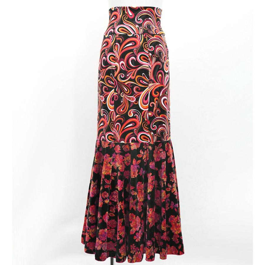 フラメンコ ハイウエストマーメイドスカート ペイズリー×ローズ ブラック×レッド FS-41 : emika - 通販 - Yahoo!ショッピング