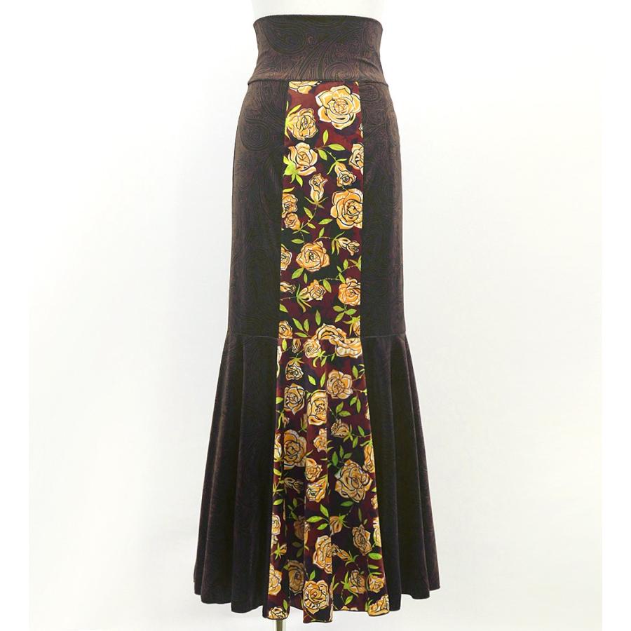 フラメンコ ハイウエストマーメイドスカート ペイズリー×ローズ ブラウン S-Lサイズ FS-46 : emika - 通販 - Yahoo!ショッピング
