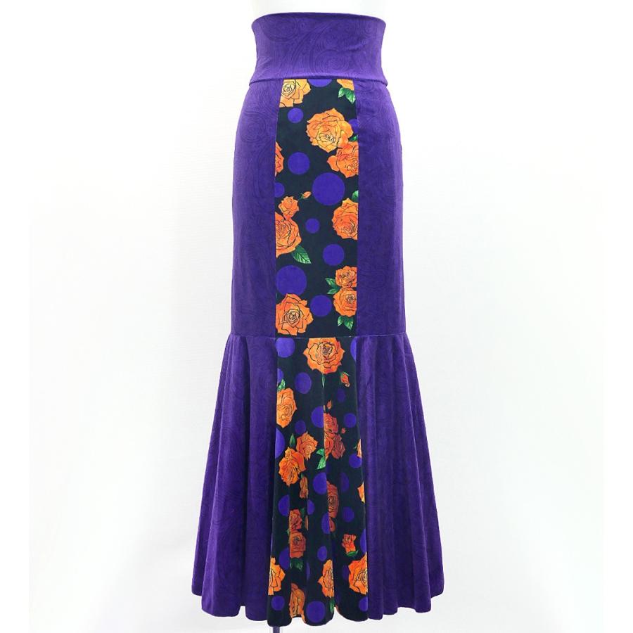 フラメンコ ハイウエストマーメイドスカート ペイズリー×ローズ×水玉 パープル S-Lサイズ FS-48 : emika - 通販 - Yahoo!ショッピング