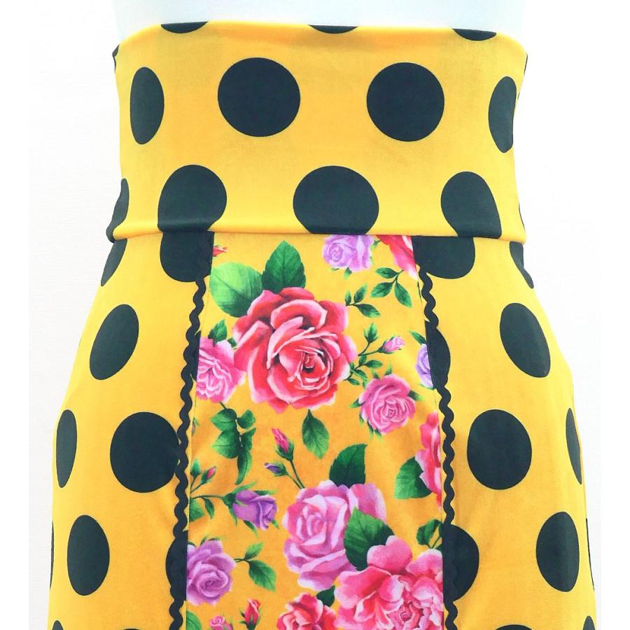 フラメンコ ハイウエストマーメイドスカート 飾りあり 水玉×ローズ イエロー S-LサイズFS-51 : emika - 通販 - Yahoo!ショッピング