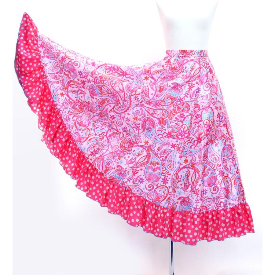 フラメンコ フリル ロングサーキュラースカート ペイズリー ピンク S-Lサイズ FS-9 : emika - 通販 - Yahoo!ショッピング