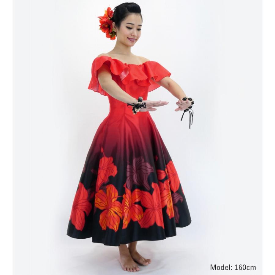 フラドレス[S・M・Lサイズ]オフショルダー ミディ丈 ハイビスカス レッド J2915rd :J2915rd:emika - 通販 - Yahoo!ショッピング