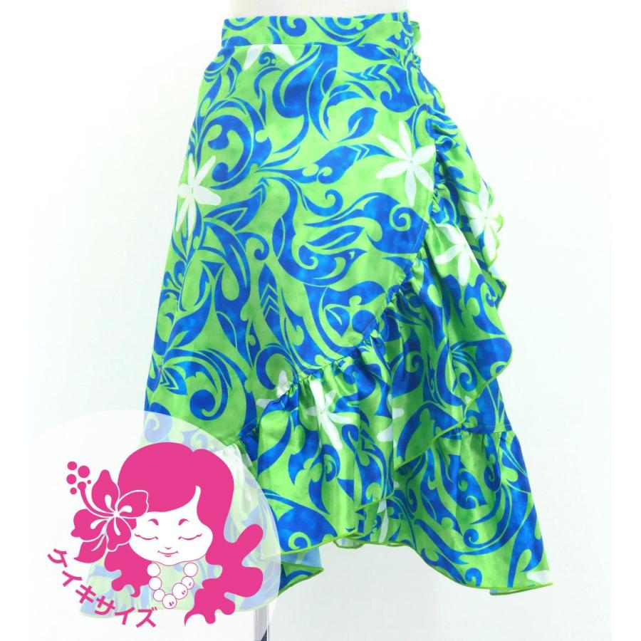 フラダンス ケイキ 巻きスカート シャンタン カヒコ×ティアレ グリーン×ブルー 120・140サイズ Jp152 : emika - 通販 - Yahoo!ショッピング