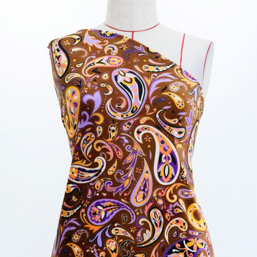 フラメンコ生地 ペイズリー柄 コシボ・シャンタン・ストレッチベロア選べる生地 ブラウン KF-035-BR 3-5営業日後発送 : emika - 通販 - Yahoo!ショッピング