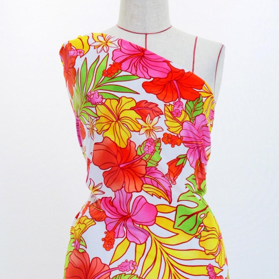 ハワイアン生地 ハイビスカス柄 コシボ・シャンタン・ストレッチベロア選べる生地 ホワイト×レッド KH-636-WHRD 3-5営業日後発送 : emika - 通販 - Yahoo!ショッピング