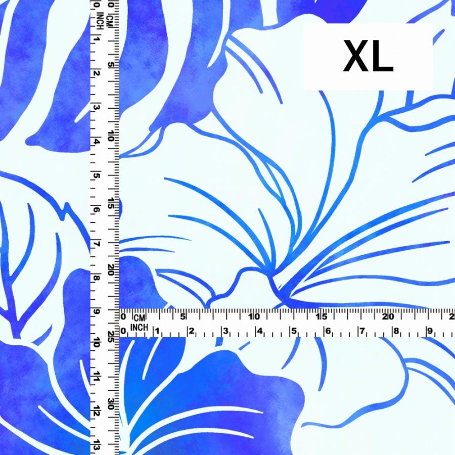 ハワイアン生地 ハイビスカス柄 コシボ・シャンタン・ストレッチベロア選べる生地 ホワイト×ブルー KH-654-WHBL 3-5営業日後発送 ...