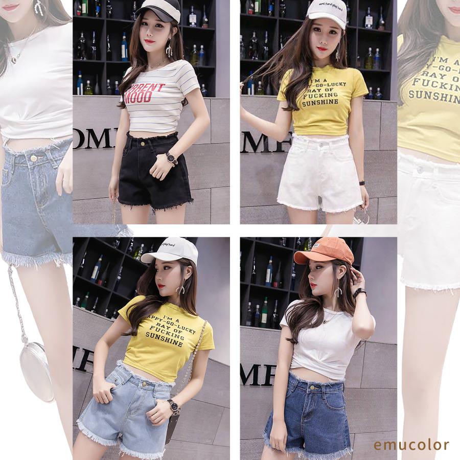 ショートパンツ レディース デニム ハイウエスト 海 夏 黒 白 ブルー 水着 綿 カジュアル オシャレ 可愛い ジュニア 女の子 女子 シンプル : emucolor こどもと暮らしと色鉛筆 ...