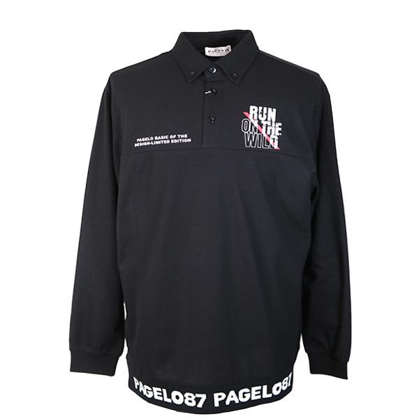 ANGELO ・パジェロ (M) 50%OFF 長袖 ポロシャツ 22-23新作 秋冬 メンズ ロゴプリント 鹿の子 sh25-1806-07 ...