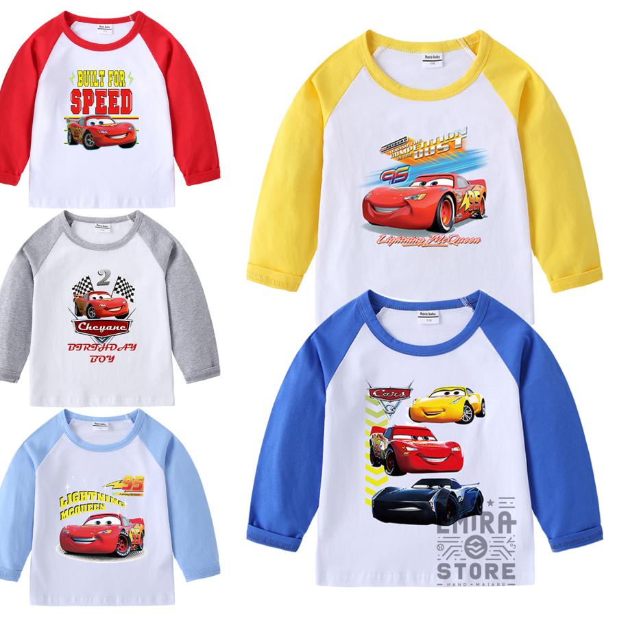 【多色・多柄】春秋 子供服 カーズシリーズ 男の子 女の子 カットソー 長袖Tシャツ ラグラン 七分袖 韓国風 100%綿 吸湿排汗 丸首 ...