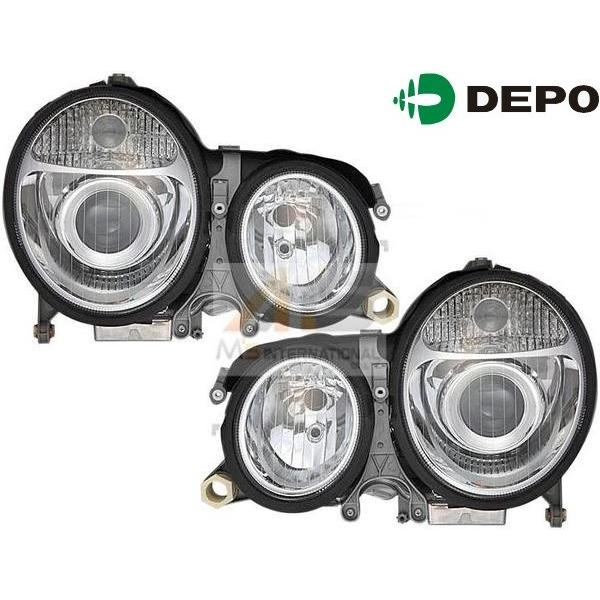 【M's】W210 ベンツ AMG Eクラス（後期）DEPO製 03y-ルック ヘッドライト 左右(ハロゲン車用)／／デポ ライト W211ルック S210 E240 E320 E430 ...
