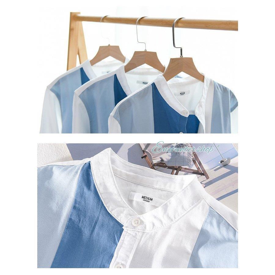 メンズ リネン ジャケット 夏 カジュアルシャツ 七分袖 切り替え