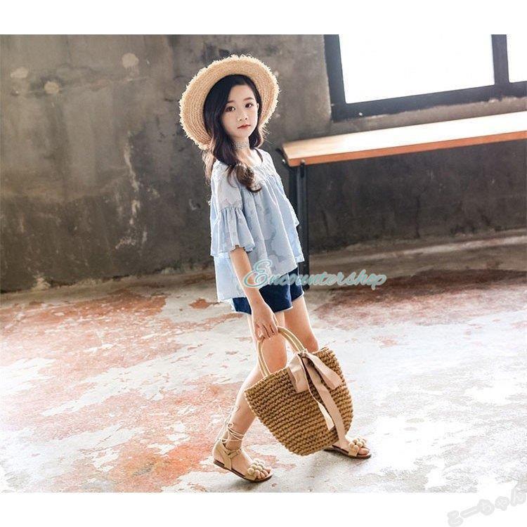 子供服 夏服 セットアップ キッズ 女の子 韓国子供服 上下セット 2点セット トップス 半袖 Tシャツ シフォン ショートパンツ 短パン 通学着 120 130 140 ...