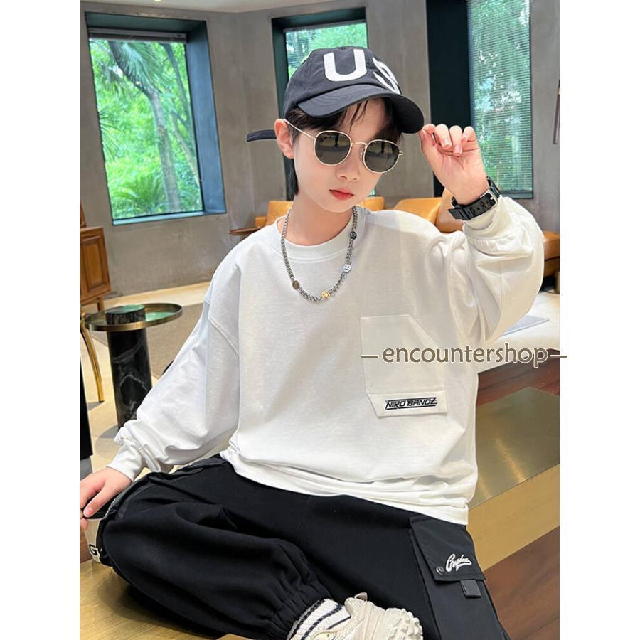 子供服 長袖Tシャツ キッズ 男の子 ゆったりTシャツ トップス ダンス衣装 インナー 春 秋 カジュアル 120 130 140 150 160 170cm カットソー ジュニア ...