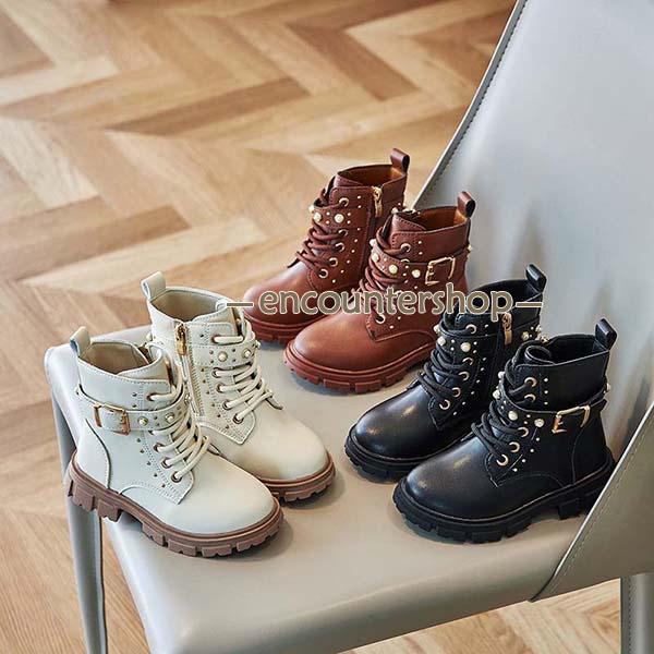 ブーツ キッズ 子供 靴 女の子 男の子 シューズ ジュニア レースアップブーツ 編み上げ ショートブーツ おしゃれ 可愛い キッズ靴 ベビー ...
