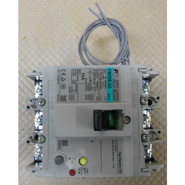 15 富士電機(FUJI) 漏電遮断器(漏電ブレーカー) EW50EAG-3P010 3P 10A 感度電流 30mA G-TWINシリーズ 補助スイッチ付 : 工具流通センター - 通販 ...