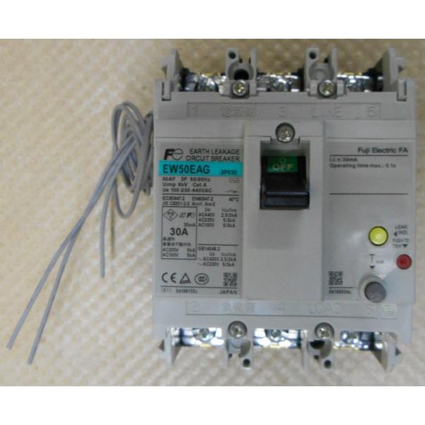 13 富士電機(FUJI) 漏電遮断器(漏電ブレーカー) EW50EAG-3P030 3P 30A 感度電流 30mA G-TWINシリーズ 補助スイッチ付 : 工具流通センター - 通販 ...