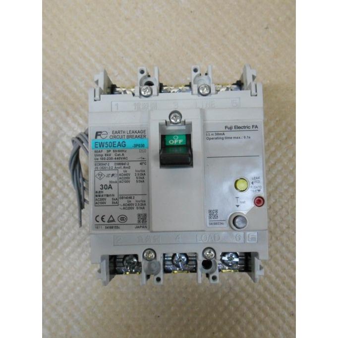 1 富士電機(FUJI) 漏電遮断器(漏電ブレーカー) EW50EAG-3P030 3P 30A 感度電流 30mA G-TWINシリーズ 補助スイッチ付 : 工具流通センター - 通販 ...