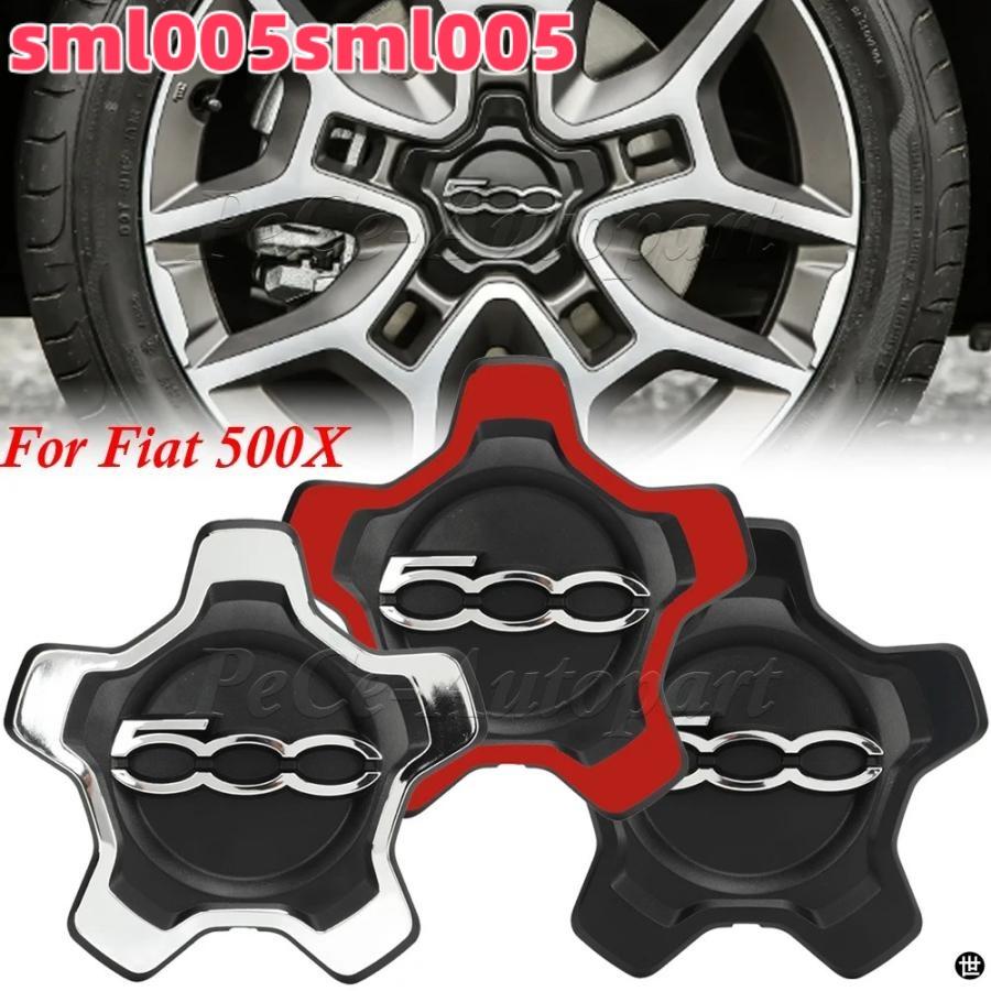 フィアット 500X /ブラック/レッドホイールキャップカッピング 735626312 735626311 ホイールセンターハブキャップセット ...