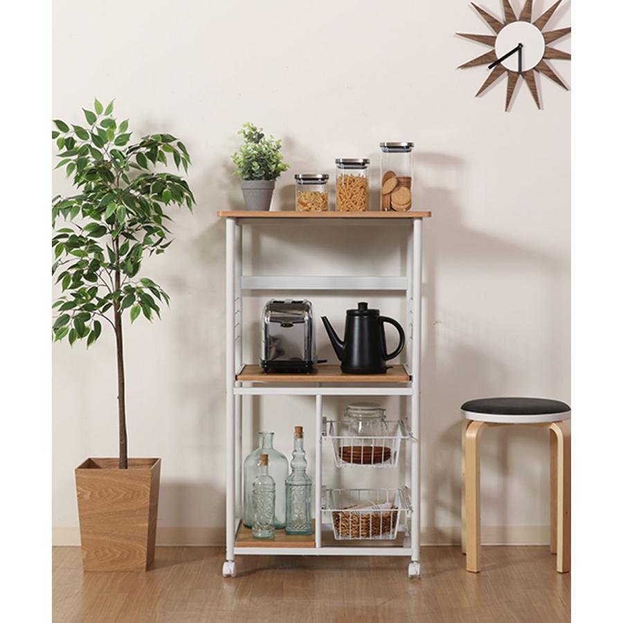 キッチンワゴン レンジワゴン木製 スチール ホワイト 不二貿易 FBC-9812 WH/NA | ワゴン 3段 レンジラック トースター キッチンラック キッチンストッ : ENICY ...