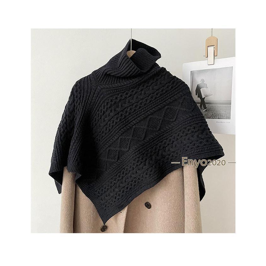 ニットポンチョ レディース マントコート ショール タートルネック