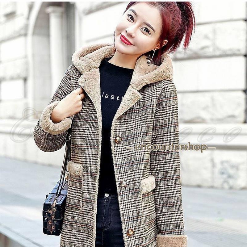 チェスターコート チェック柄 レディース 裏起毛 厚手 ロングコート