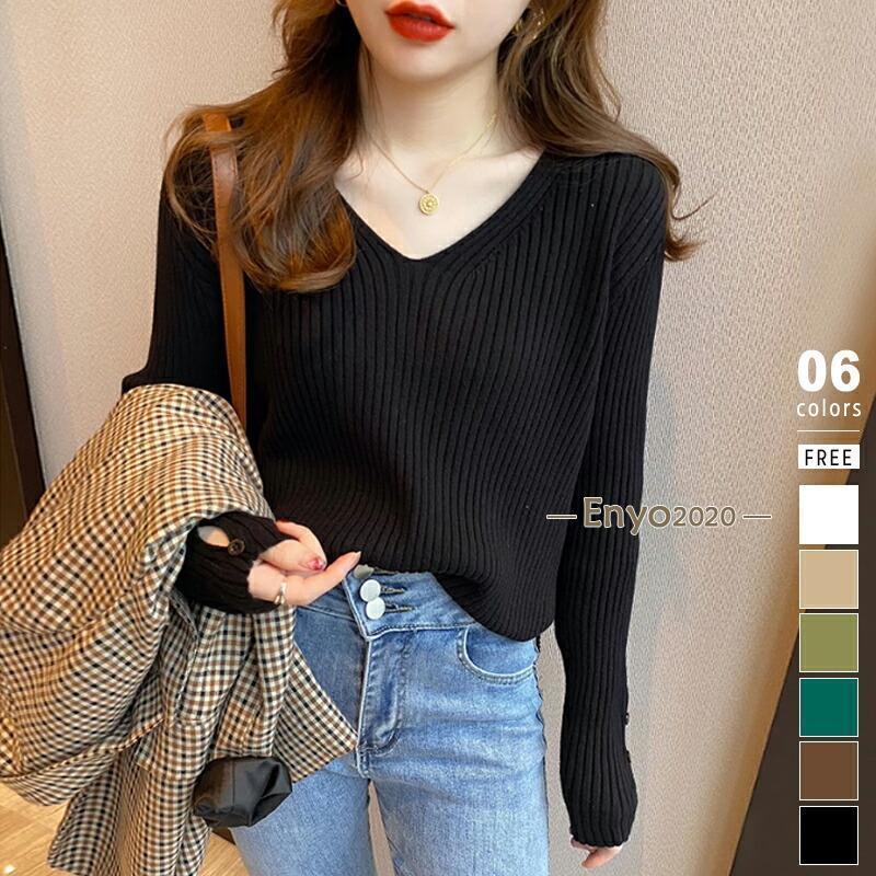 ニット セーター レディース vネック 長袖 トップス ニットセーター