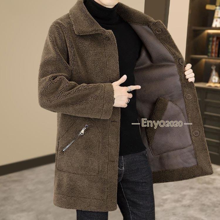 ボアコート メンズ もこもこ リバーシブル ボア フェイクムートンジャケット コート 厚手 フェイクムートンコート 秋 冬 ミドル丈 スウェード スエ ボアコート メンズ もこもこ リバーシブル ボア フェイクムートン