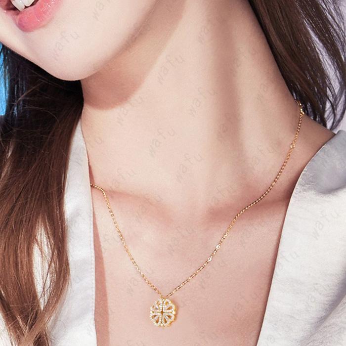 a72#ネックレス レディース 日本国内当日発送 2color 2WAY ハート 四つ葉 CZダイヤ ペンダント ジルコニア 金属アレルギー対応 マグネット式 プレゼント ギフト :a72 ...