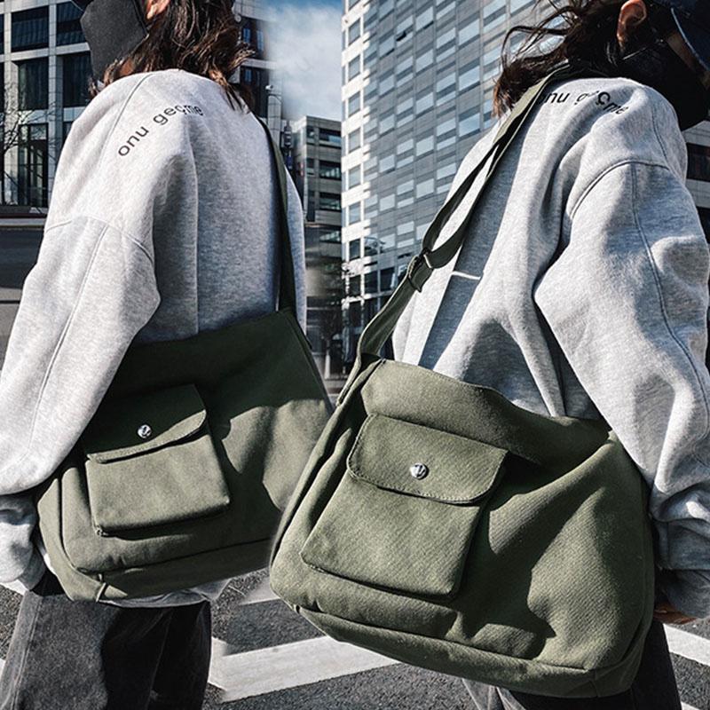 無地生地 帆布 ショルダーバッグ韓国 ボタンポケット付き スポーツ ショルダーバッグメンズ ショルダーバッグレディース 大容量バッグ #ba144# :BA144:eririya - 通販 ...