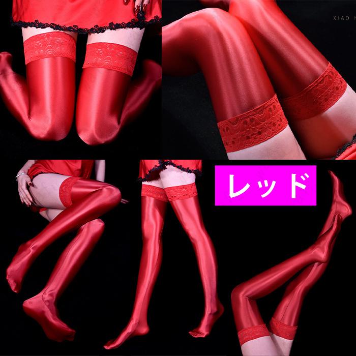 ニーハイストッキング 日本国内当日発送 光沢 ストッキング 膝上 10color ストレッチ 伸縮性 フィット 大人 タイツ パンスト レース 高級感 フリーサイズ #st44 :st44 ...
