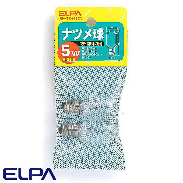 「送料無料」ELPA エルパ G-10H(C) ナツメ球 5W E12 全長48mm バルブ径20mm 100V クリア 長寿命 寿命3000時間 G10HC : e-g10hc : イー ...