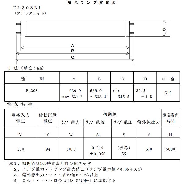 ホタルクス FL30SBL ブラックライト 30ワット 捕虫器用蛍光灯 G13 紫外線放射5.0W (FL30SBL360 捕虫用 ケミカルランプ)「送料無料」[25本セット] : イーライン ...
